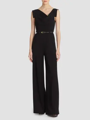 Black Halo Jackie Asymmetric Belted Jumpsuit - Black