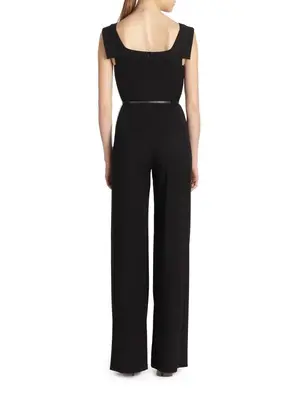 Black Halo Jackie Asymmetric Belted Jumpsuit - Black