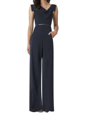 Black Halo Jackie Asymmetric Belted Jumpsuit - Black