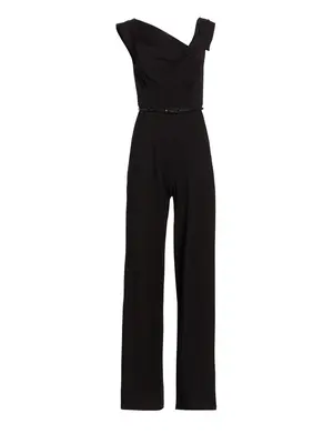 Black Halo Jackie Asymmetric Belted Jumpsuit - Black