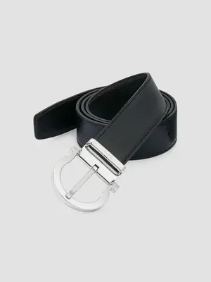 FERRAGAMO Gancio Buckle Adjustable Cut-to-size Reversible Belt - Nero