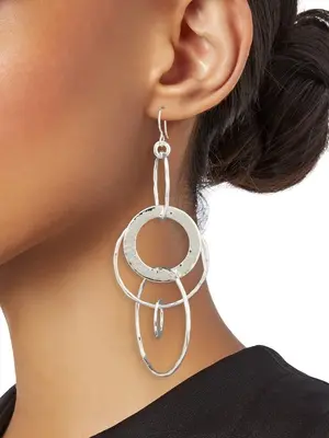 Ippolita Classico Jumbo Sterling Hammered Jet Set Earrings - Silver