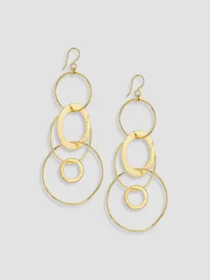 Ippolita Classico Jumbo 18k Yellow Hammered Jet Set Earrings - Gold