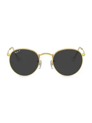 Ray-ban Rb3447 53mm Round Sunglasses Shiny Gold