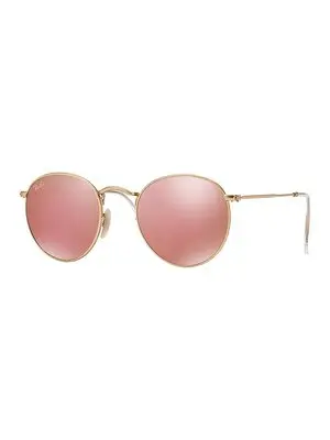 Ray-ban Rb3447 53mm Mirrored Round Sunglasses Rose