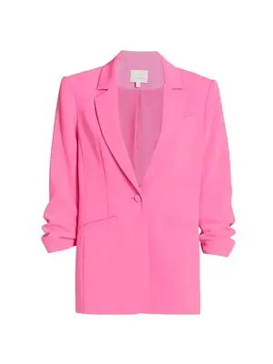Cinq À Sept Khloe Crepe Ruched Blazer Acid Pink
