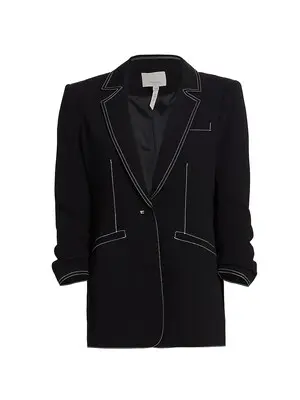 Cinq À Sept Khloe Crepe Ruched Blazer Black Ivory