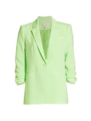 Cinq À Sept Khloe Crepe Ruched Blazer Bright Mint