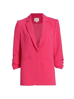 Cinq À Sept Khloe Crepe Ruched Blazer Hot Magenta