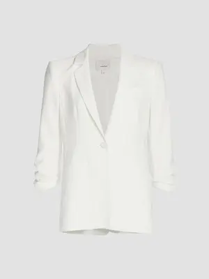 Cinq À Sept Khloe Crepe Ruched Blazer - Ivory
