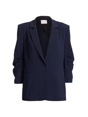 Cinq À Sept Khloe Crepe Ruched Blazer - Navy
