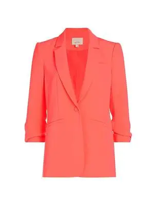 Cinq À Sept Khloe Crepe Ruched Blazer Neon Coral