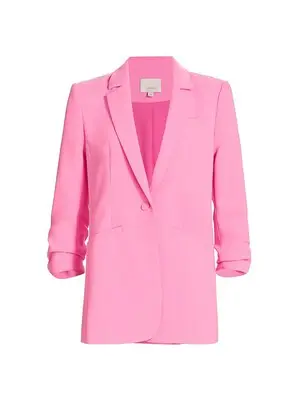 Cinq À Sept Khloe Crepe Ruched Blazer Neon Pink