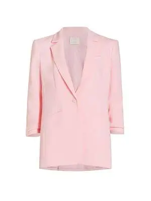 Cinq À Sept Khloe Crepe Ruched Blazer Pink Quartz