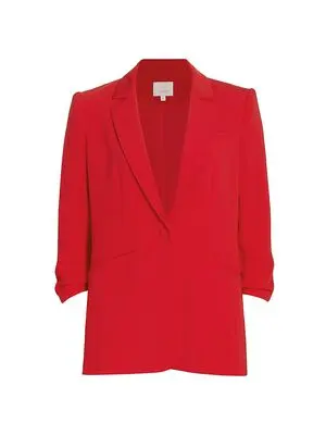 Cinq À Sept Khloe Crepe Ruched Blazer Ruby Red