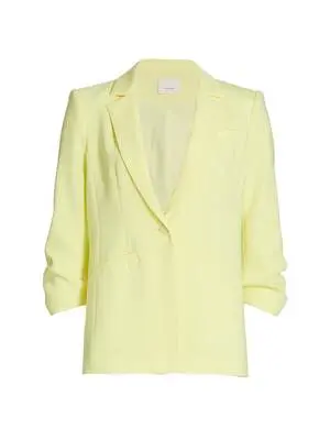 Cinq À Sept Khloe Crepe Ruched Blazer Yellow Rose