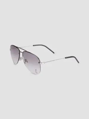 Saint Laurent Monogram 59mm Aviator Sunglasses - Silver