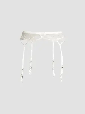 FLEUR DU MAL Frankie Lace Garter - Ivory