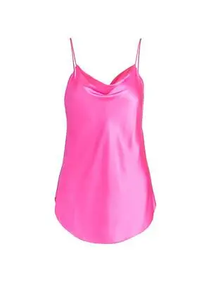 Cinq À Sept Marta Silk Cowlneck Cami Top Acid Pink