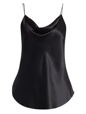 Cinq À Sept Marta Silk Cowlneck Cami Top - Black
