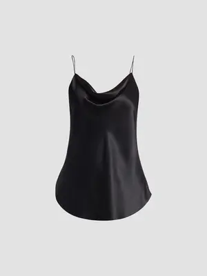 Cinq À Sept Marta Silk Cowlneck Cami Top - Black