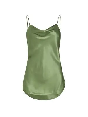 Cinq À Sept Marta Silk Cowlneck Cami Top Bonsai