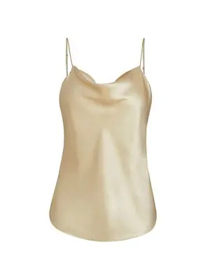 Cinq À Sept Marta Silk Cowlneck Cami Top Dune