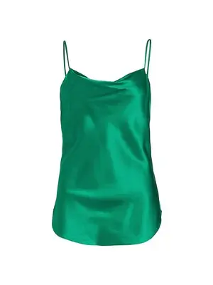 Cinq À Sept Marta Silk Cowlneck Cami Top Jade