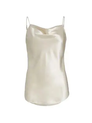 Cinq À Sept Marta Silk Cowlneck Cami Top Light Plaster