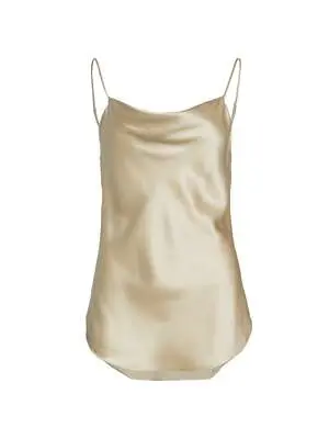 Cinq À Sept Marta Silk Cowlneck Cami Top Moon