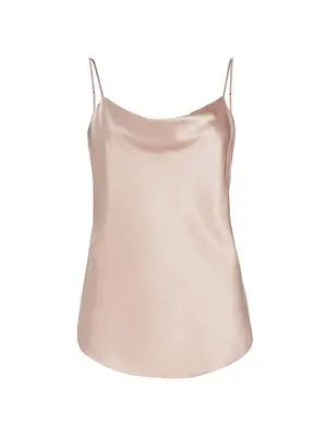 Cinq À Sept Marta Silk Cowlneck Cami Top Oyster