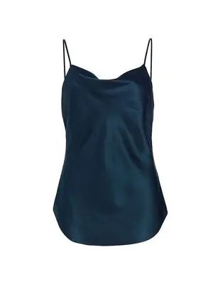 Cinq À Sept Marta Silk Cowlneck Cami Top Peacock Blue