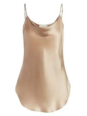 Cinq À Sept Marta Silk Cowlneck Cami Top Pewter