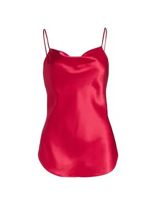 Cinq À Sept Marta Silk Cowlneck Cami Top Raspberry
