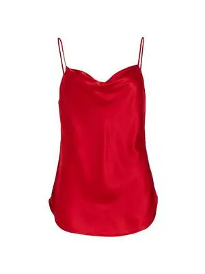 Cinq À Sept Marta Silk Cowlneck Cami Top Ruby Red