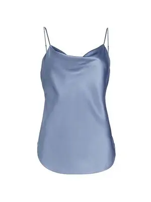 Cinq À Sept Marta Silk Cowlneck Cami Top Stonewash