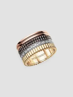 Boucheron Quatre Classique Tri-tone 18k 0.51 Tcw Diamond & Pvd Ring - Gold