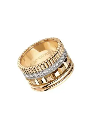 Boucheron Quatre Radiant Edition Two-tone 18k Gold & 0.51 Tcw Diamond Ring Yellow White Gold