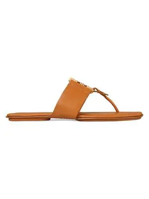 Tory Burch Georgia Leather Thong Sandals Aged Camel