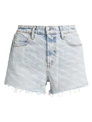 Alexander Wang Women's Bite Logo Denim Shorts - Pebble Bleach  - Pebble Bleach