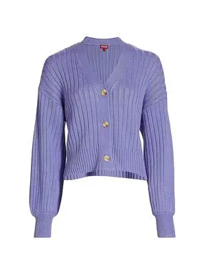 Staud Eloise Rib-Knit Cardigan - Periwinkle