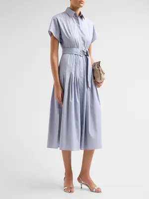 Akris Belted Cotton Midi Dress