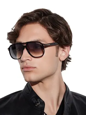 TOM FORD Raoul 62mm Aviator Sunglasses - Black