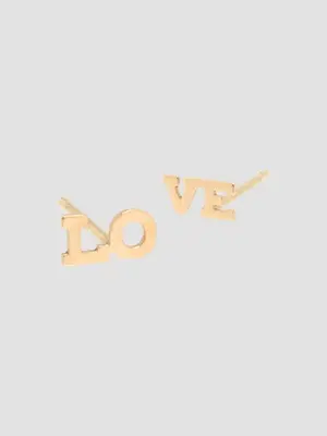 Zoe Chicco Itty Bitty Words 14k Tiny Lo & Ve Stud Earrings