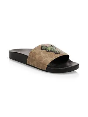 COACH Signature Rexy Pool Slides - Khaki