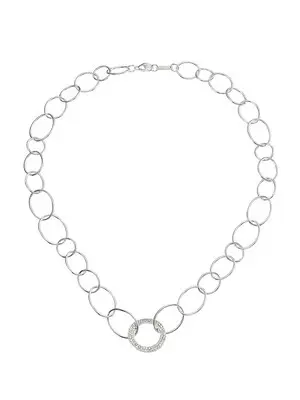 Ippolita Stardust Sterling & Diamond Wavy Circle Pendant Mixed-link Necklace - Silver