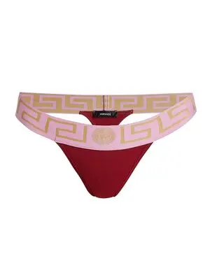 Versace Greca Border Thong Parade Red Fuchsia