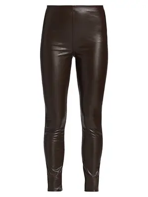 Rag & Bone Women's Nina Faux Leather Pull-On Skinny Pants - Cognac  - Dark Brown