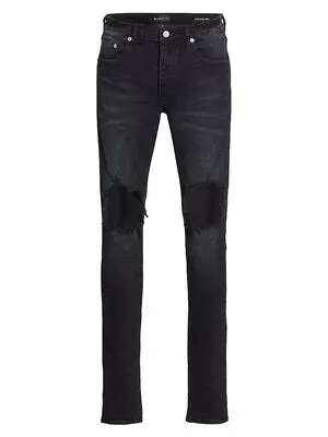 PURPLE BRAND P002 Blowout Knees Distressed Slim-straight Jeans - Black Blowout
