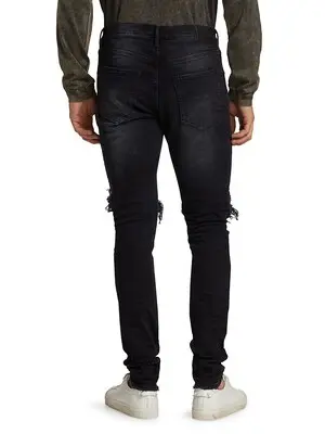 PURPLE BRAND P002 Blowout Knees Distressed Slim-straight Jeans